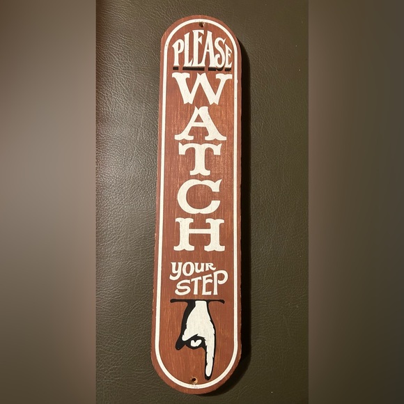 American Vintage | Wall Decor | Vintage Please Watch Your Step Wood ...